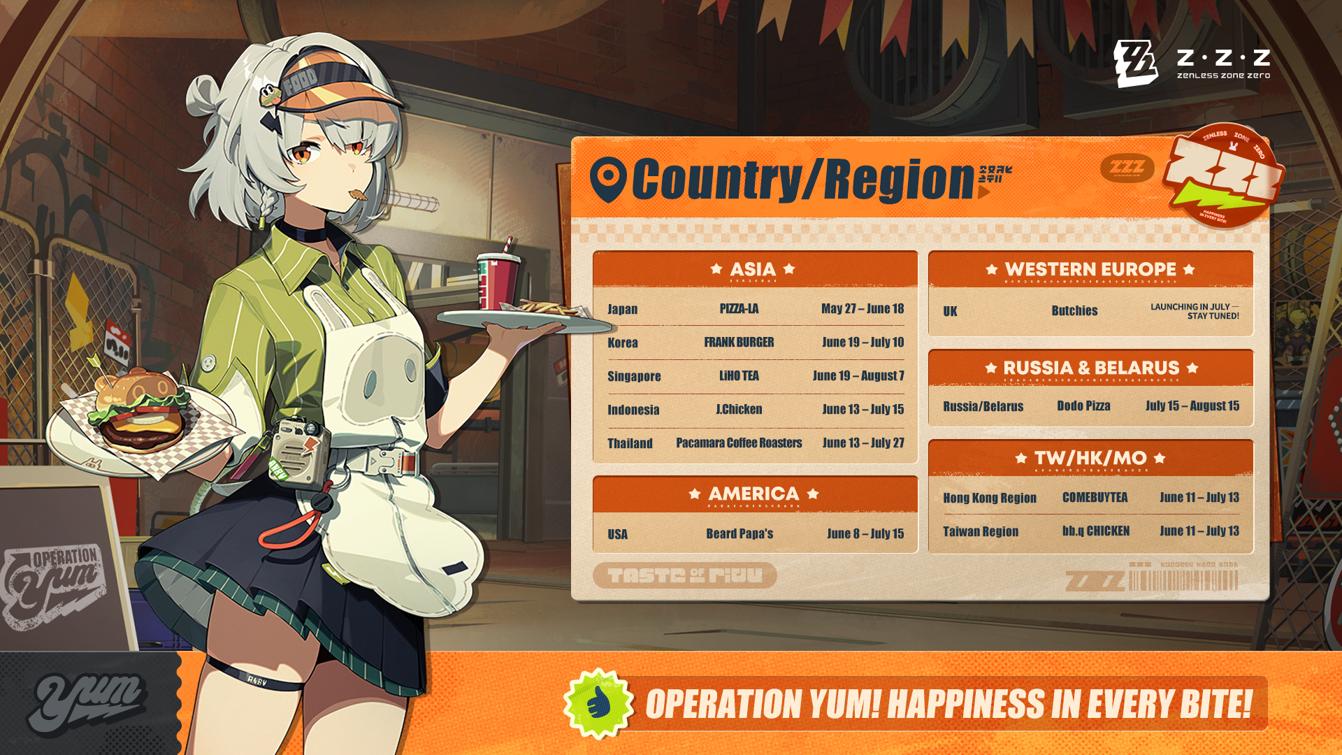 Operation Yum | Zenless Zone Zero Global Deliciousness Collab Event Details | Zenless Zone Zero ...